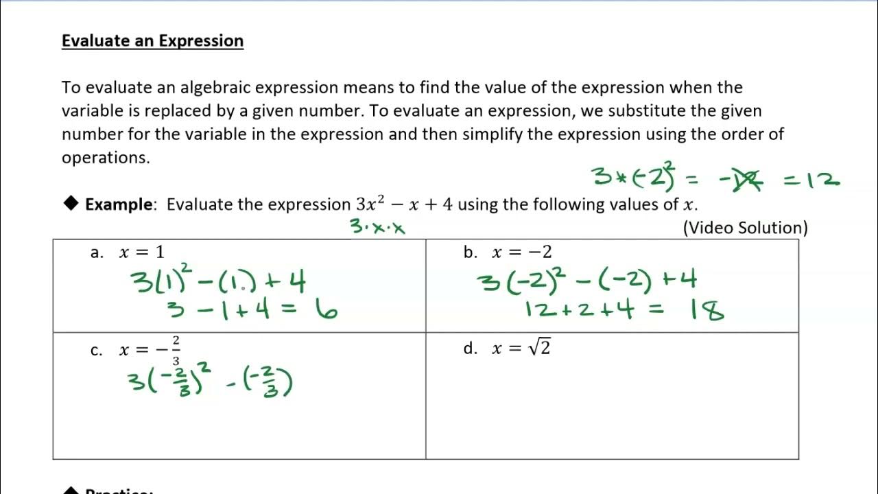 Skill Refresher 1a Evaluate An Expression Youtube