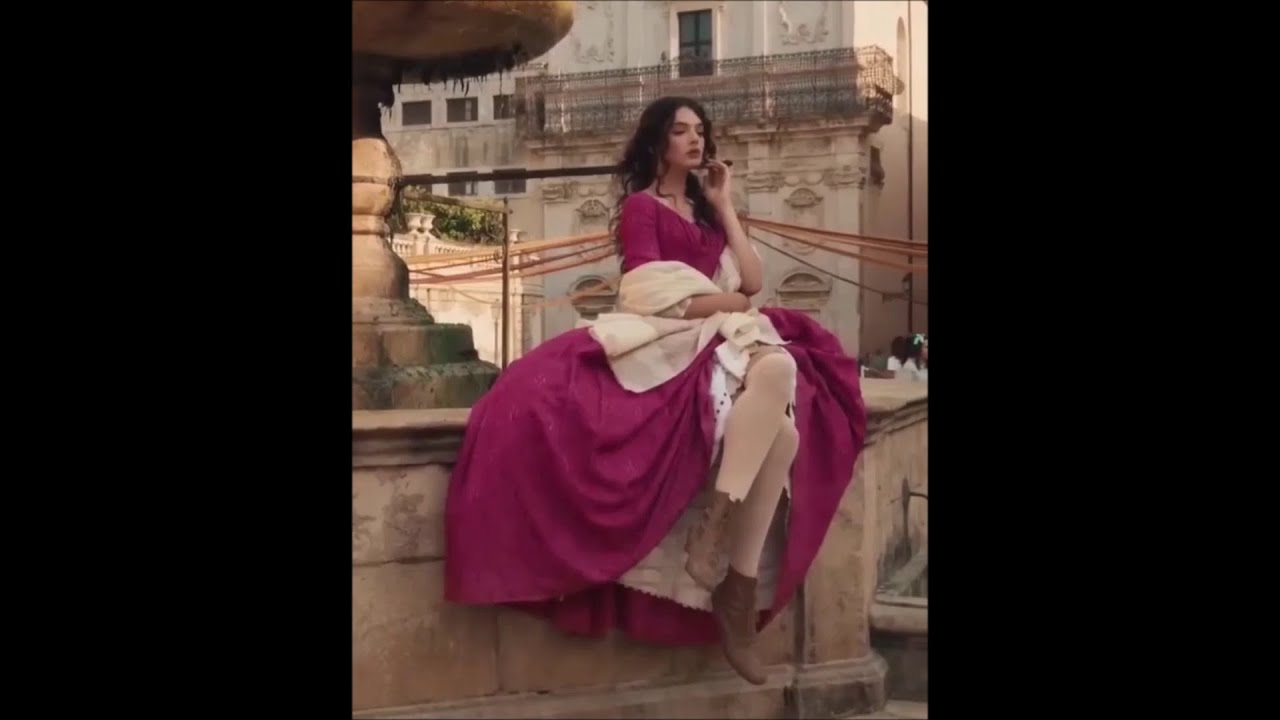 Deva Cassel in a pink dress behind the scenes - The Leopard (2025 ...