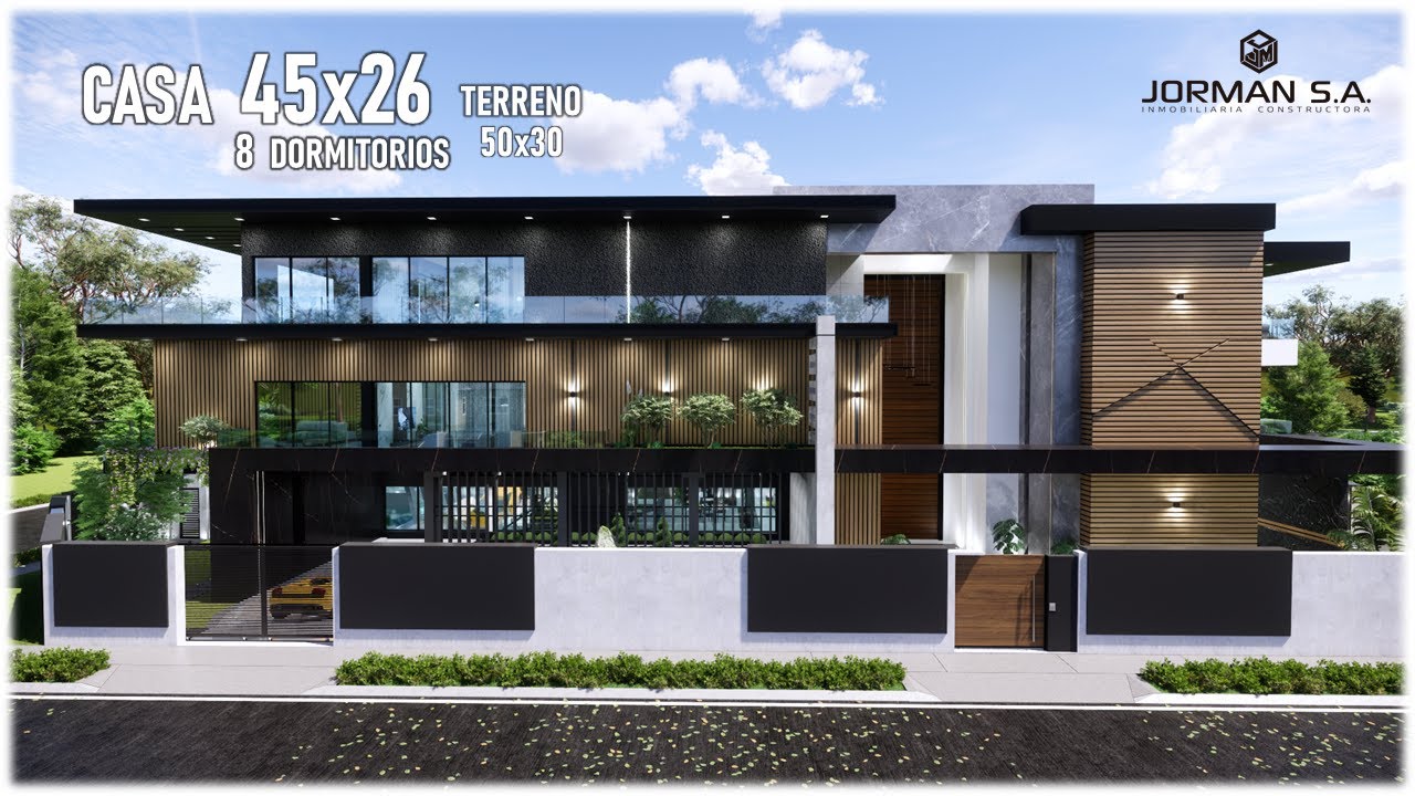 Modern House Design with 8 Bedrooms Family Home | 45x26m 4 Storey ...