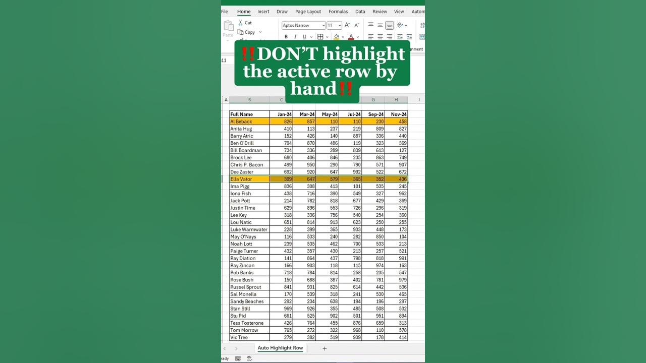 Excel Highlight Row Automatically! 🌟 || Excel Tips - YouTube