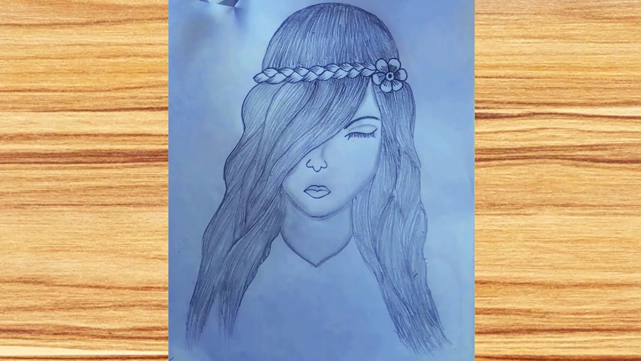 Half of the face is covered with hair | How to draw A Girl Face : step ...