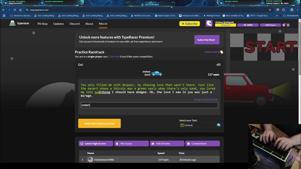 Typeracer to test out new keyboard - YouTube