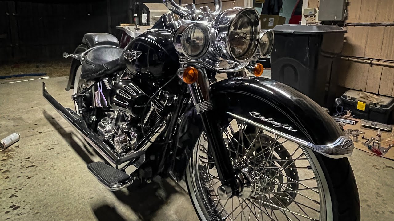 Getting The Softail REAL LOW (2" Shorter Fork Tubes) - YouTube