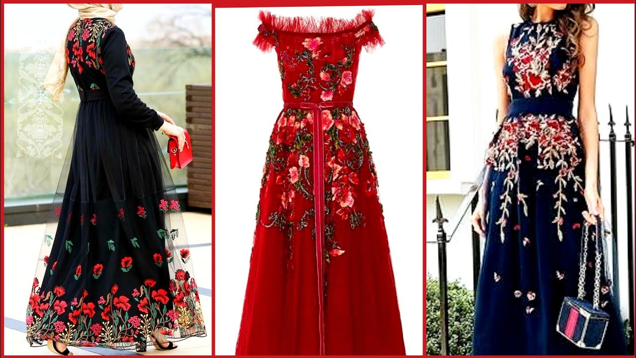 Top Stylish And Demanding Chiffon Floral Embroidered Maxi Dresses ...