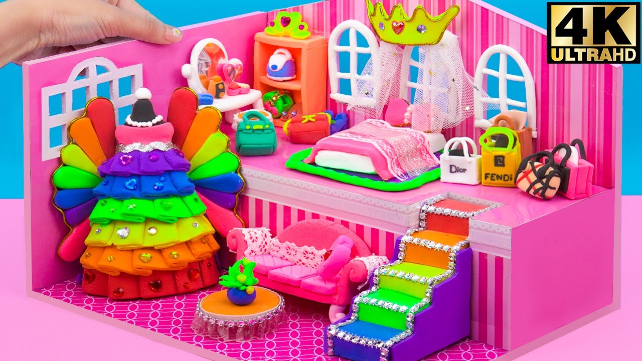 DIY Miniature Clay House ️ How To Make Beautiful Fashion Bedroom From ...