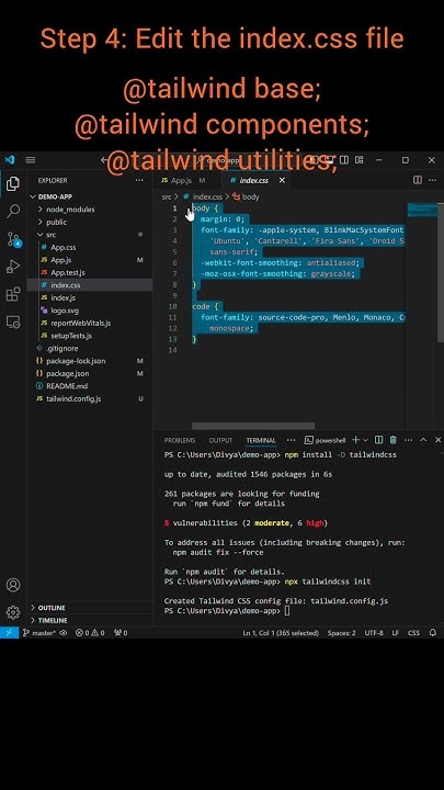 Tailwind Css With React Installation React Reactjs Viral Shorts Ytshorts Youtubeshorts