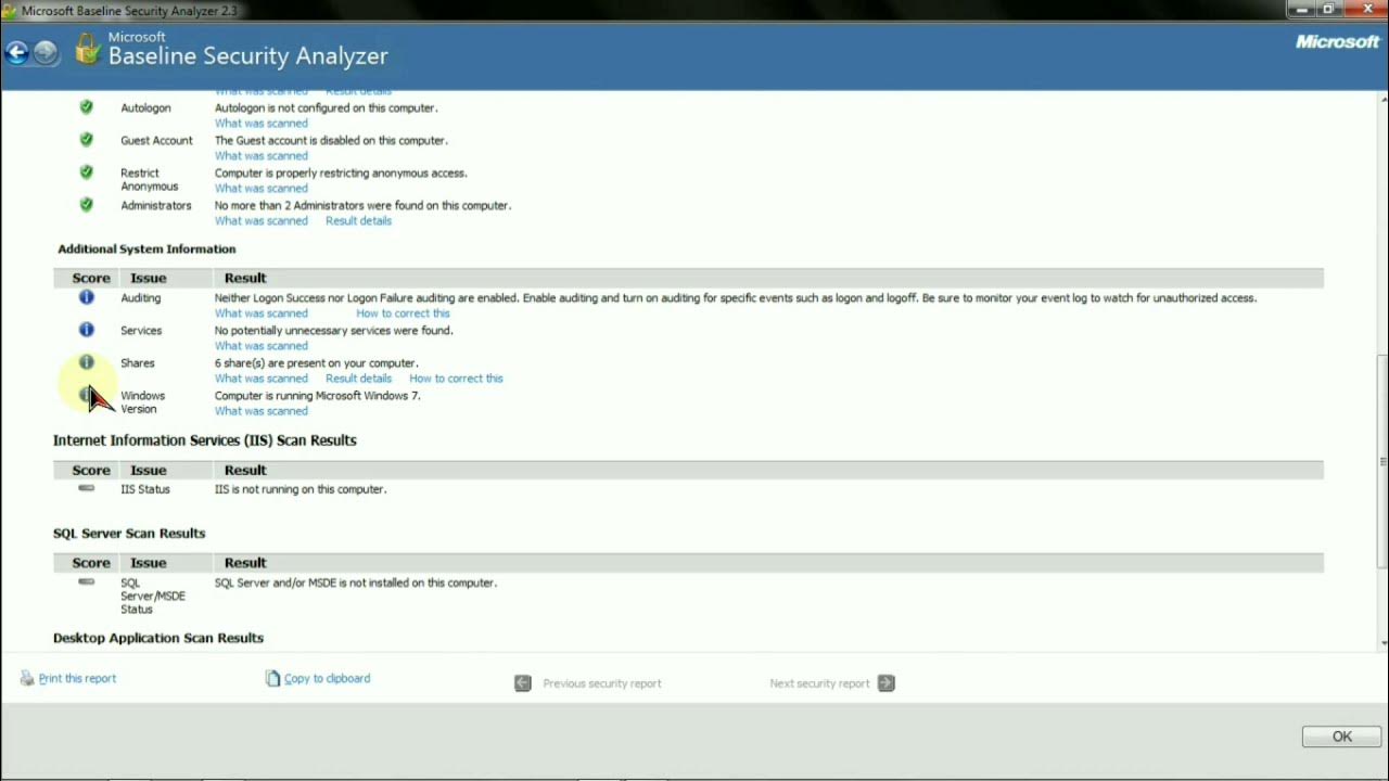 Vulnerability Scanning Microsoft Baseline Security Analyzer MBSA on Windows - YouTube