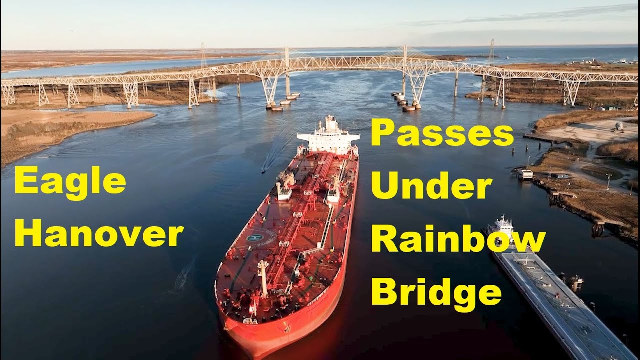 Drone Footage of Crude Oil Tanker Ship Eagle Hanover Passing Under the ...
