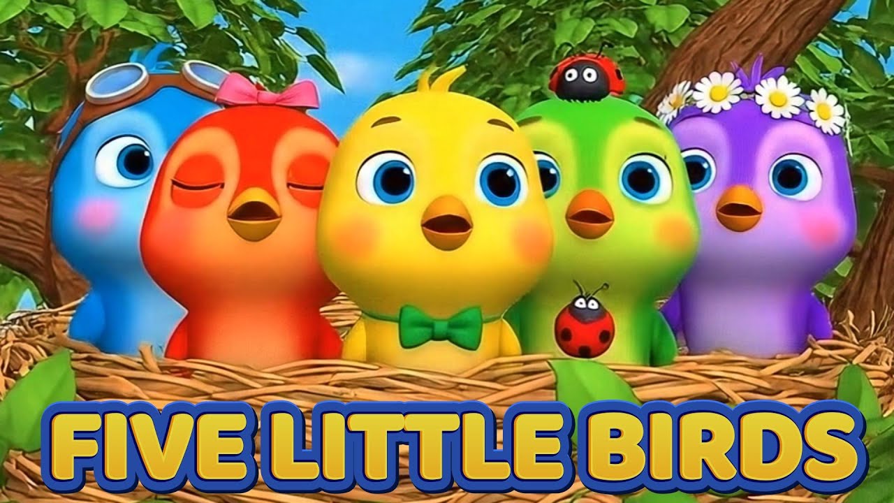 Five Little Birds | Counting Song for Kids | Nursery Rhyme with Lyrics ...