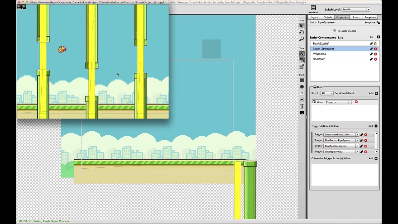 How To Create Flappy Bird Pt.3: Pipe Obstacle & Goal Setup (GameBuilder ...
