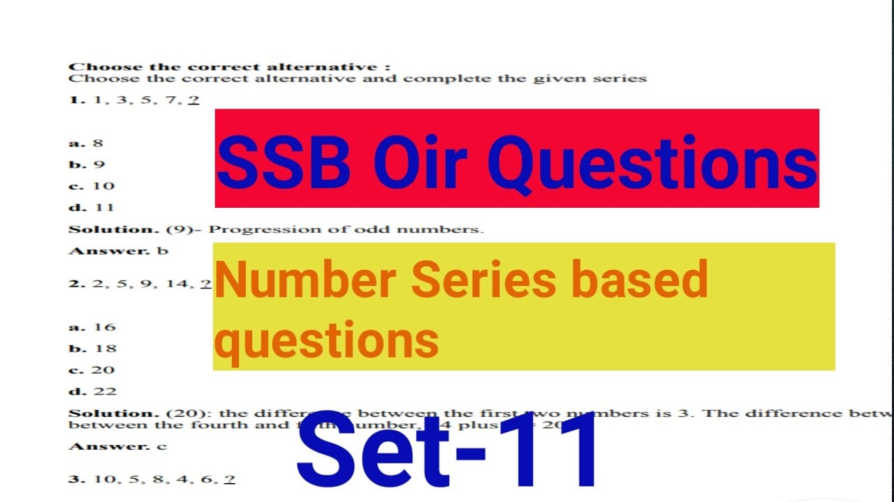 SSB OIR QUETIONS - Number Series based | ssb interview | tgc | AFCAD ...