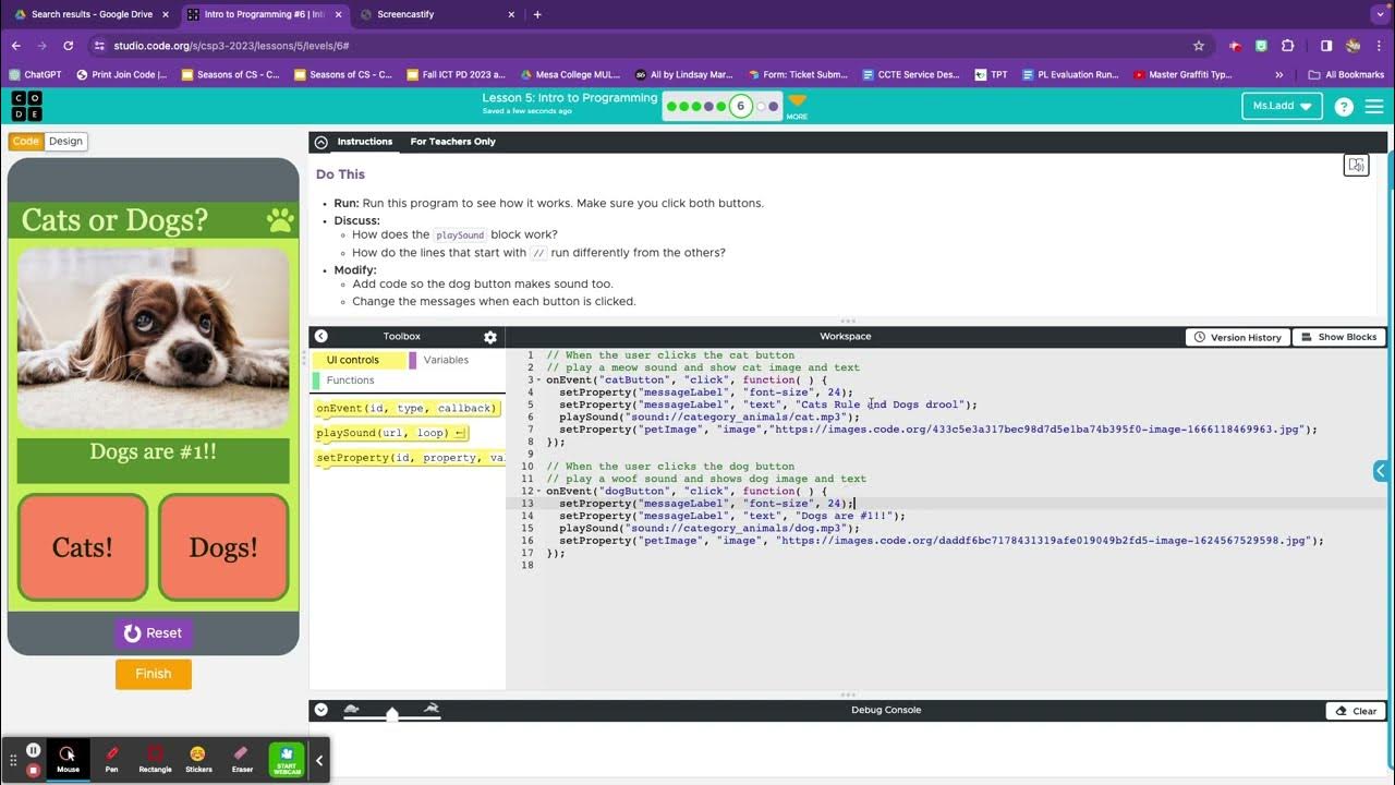 APCSP Code.org Unit 3 Lesson 5 level 6 - YouTube
