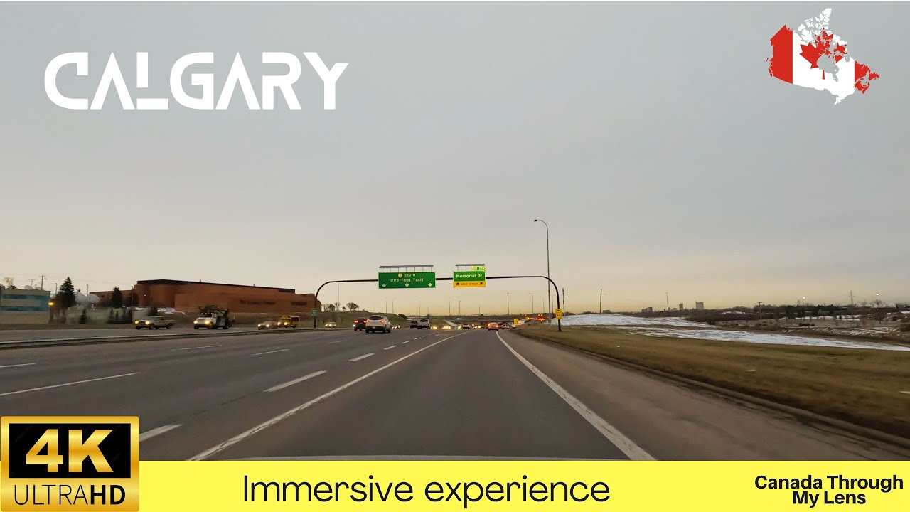 Deerfoot Trail Calgary Early Morning Drive Busy Highway - YouTube