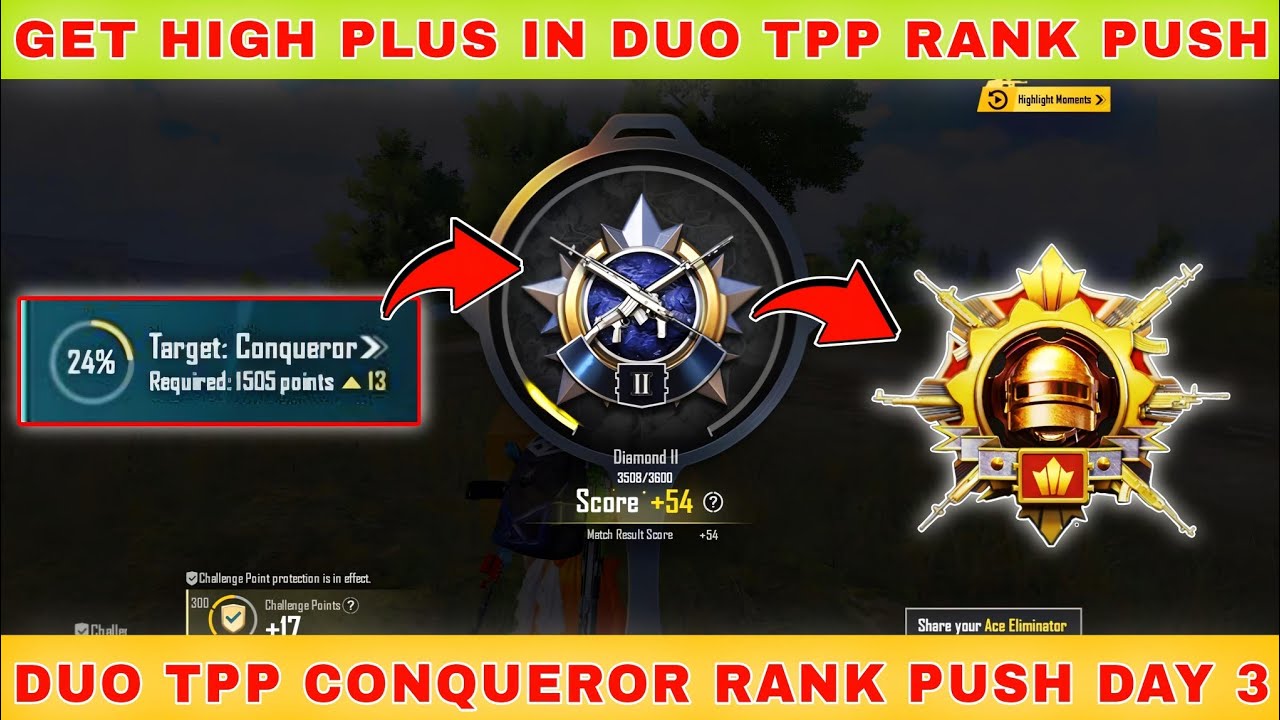 HOW TO GET HIGH PLUS IN DUO TPP RANK PUSH | DUO TPP CONQUEROR RANK PUSH ...