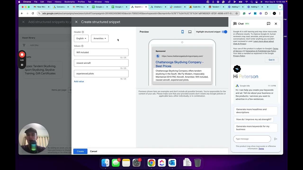 Adding Structured Snippets to Google Ads Campaigns - YouTube