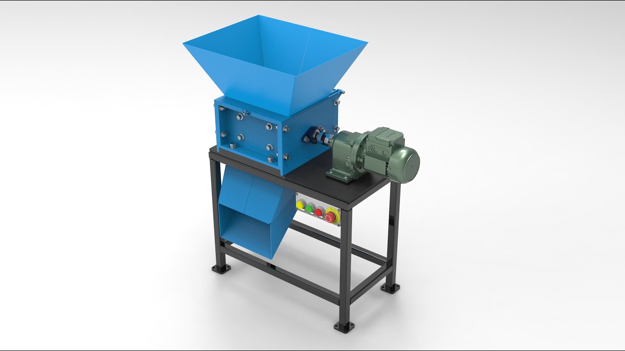 BOTTLE PLASTIC SHREDDER MACHINE || Proyek Aplikasi Produksi CAD ...