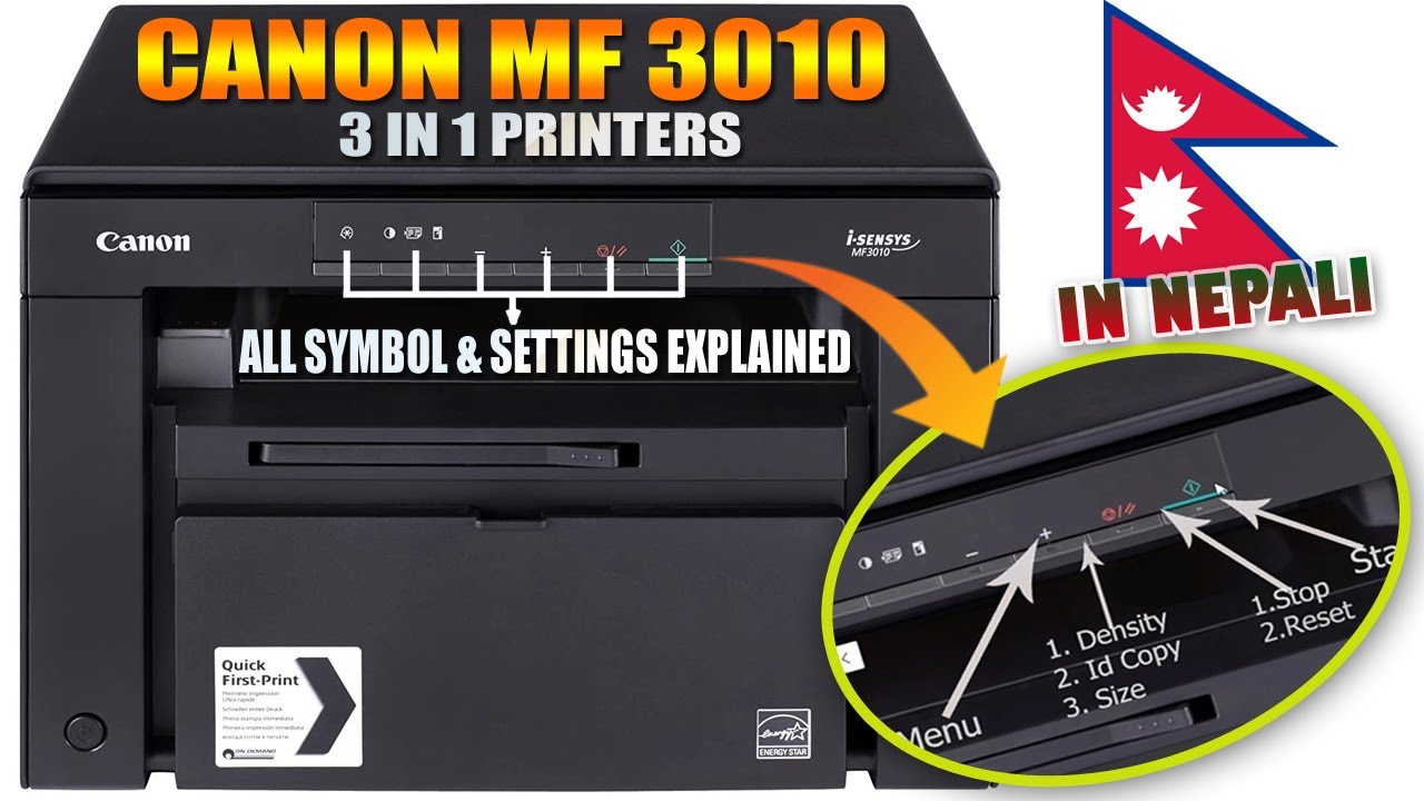 Canon MF 3010 Printer All Symbol Logo Settings Explained In Nepali