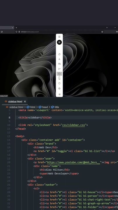 Side navbar project using Html css and js | Responsive navbar project html css #html #css #js ...