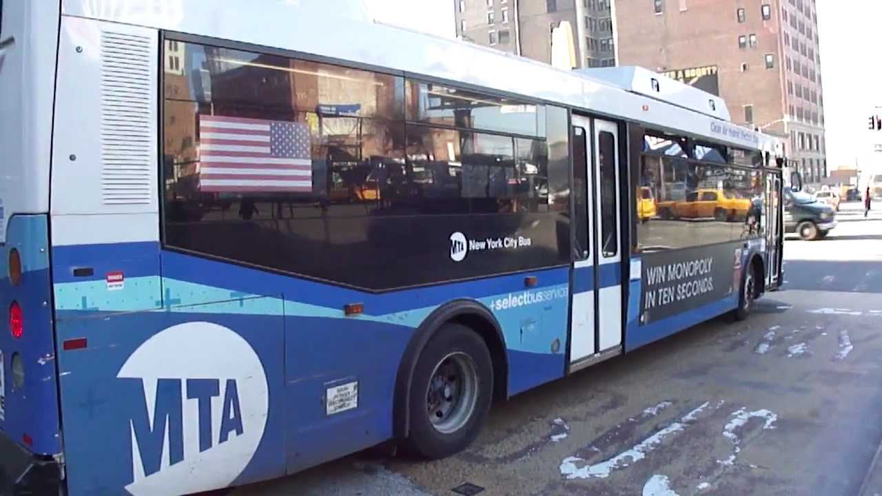 MTA Regional Bus Orion VII HEV #3809 M34 +Select departing Dyer Avenue ...