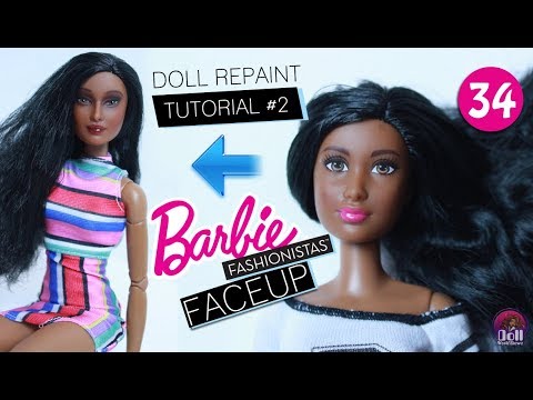 Doll Repaint Tutorial #2 Basic to Goddess Makeover Barbie Fashionista ...