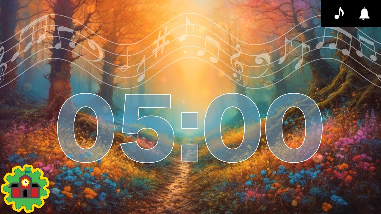 5 Minute Classroom Timer MAGICAL FOREST | Calm Music | Alarm - YouTube