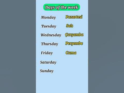 Learn Turkish: Days of the week - YouTube