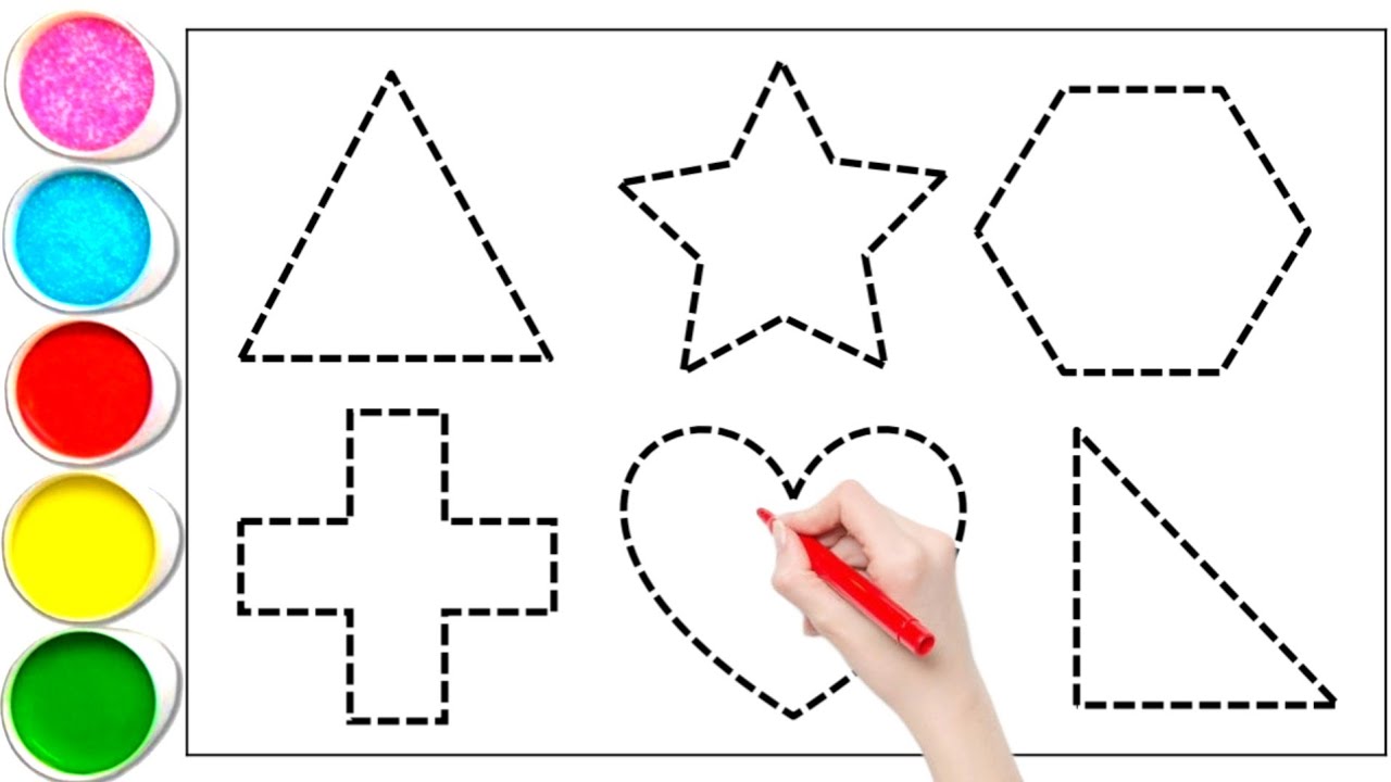 Shape drawing for kids, Colour for Kids and Toddler, Learn 2d shapes ...
