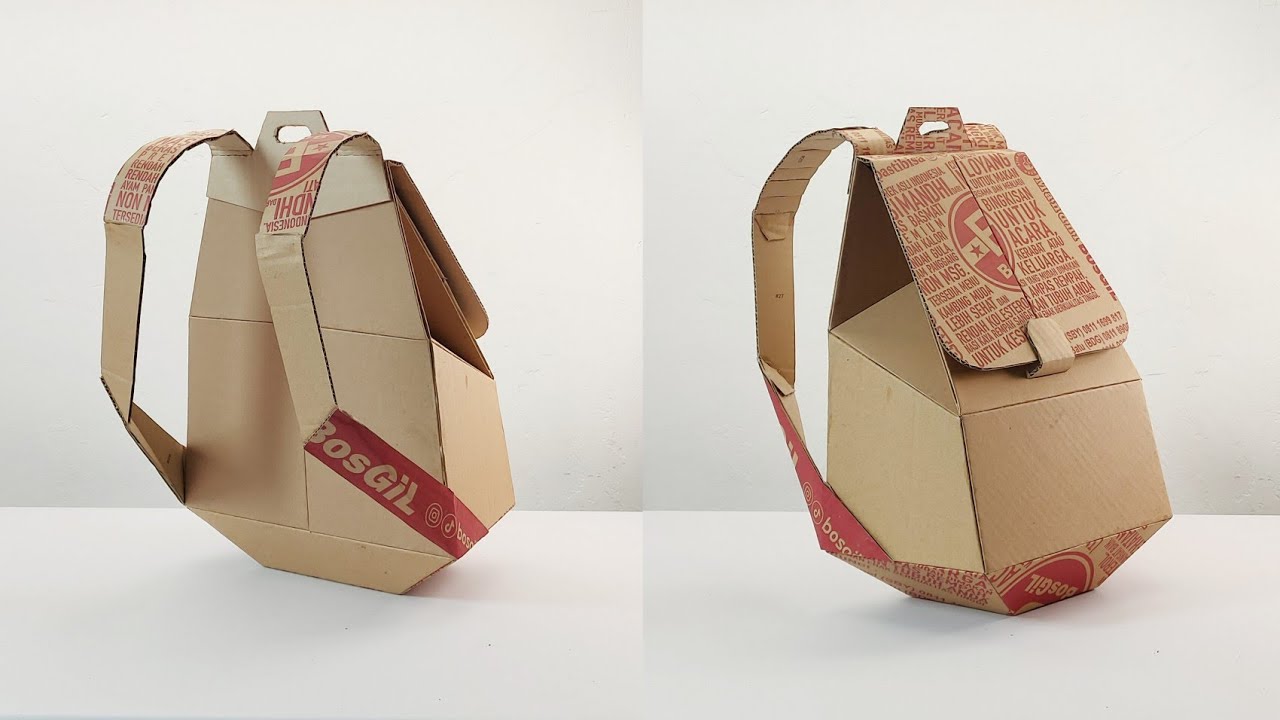 Cara Membuat Tas Ransel Rapi Dari Kardus. Panduan Kerajinan Kardus Pola ...