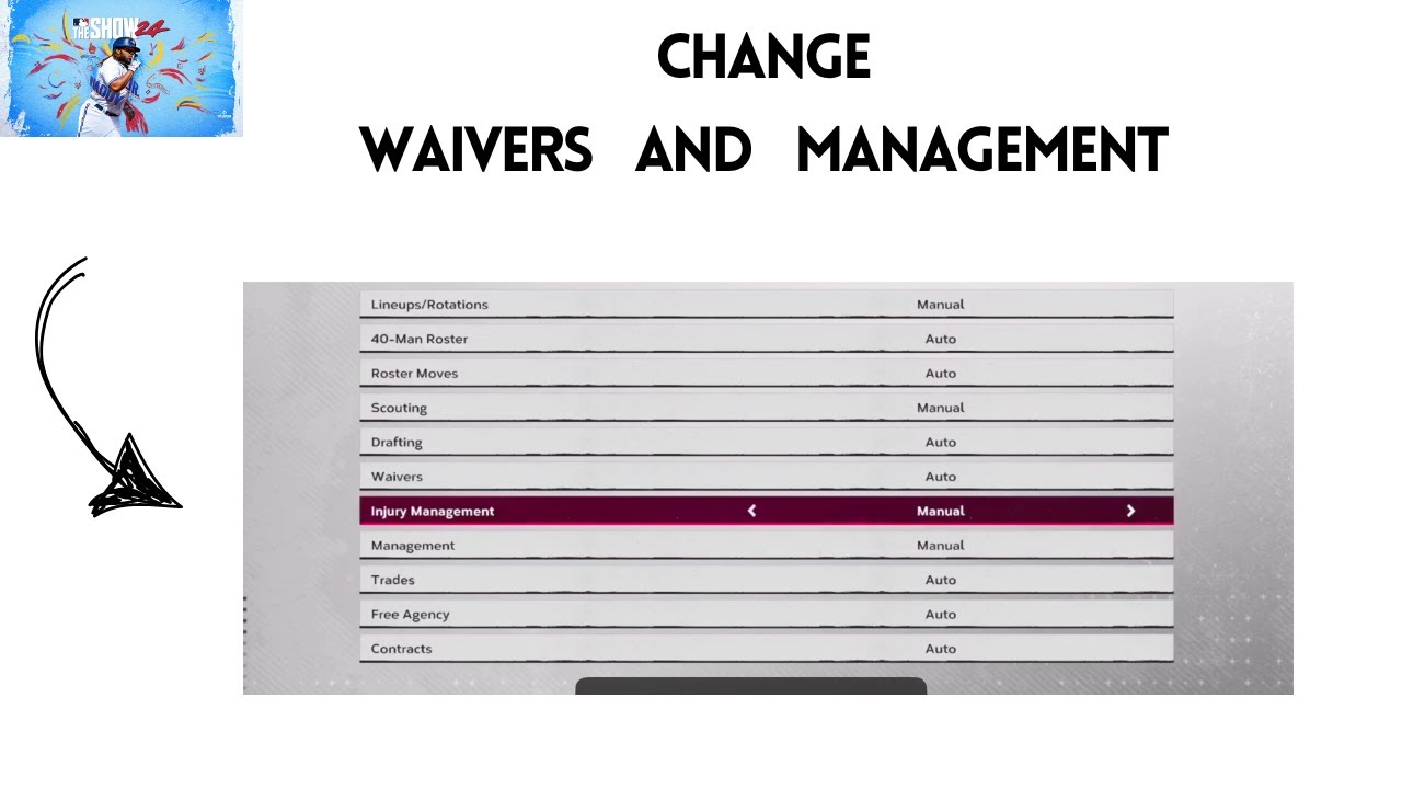 How to Change Waivers and management Settings in MLB THE SHOW 24 - YouTube