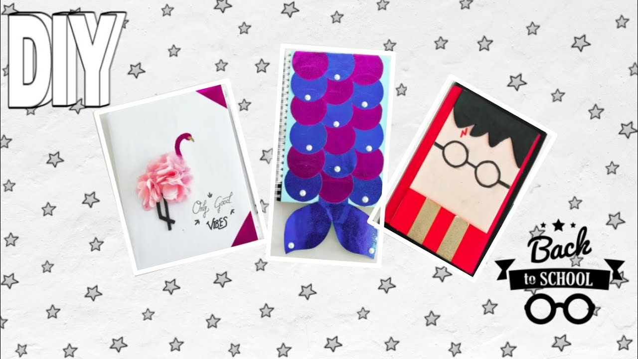 3 FARKLI DEFTER KAPLAMA-SÜSLEME FİKİRLERİ🧜🏻‍♀️OKULA DÖNÜŞ-DIY🍭Notebook ...
