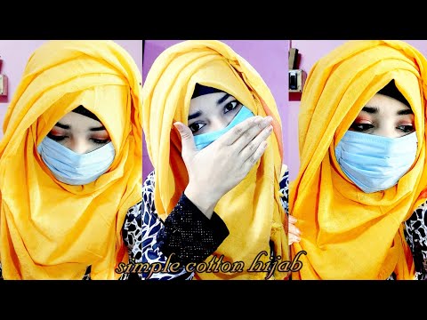 Simple cotton hijab with mask | cotton dupatta hijab tutorial | Glam hijabi girl.....