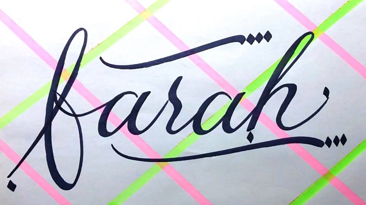 Farah Name Signature Calligraphy Status | How to Cursive write with cut ...