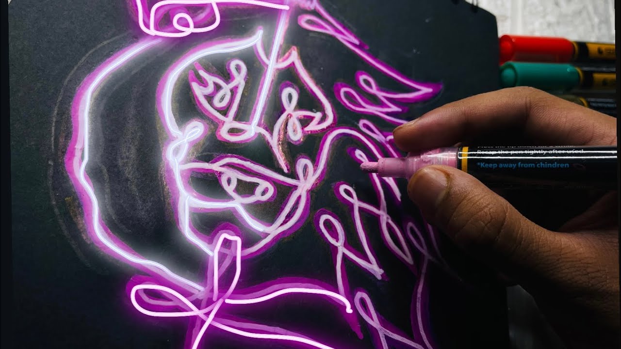 How to Draw Glow like a PRO | neon LINE-art | #lineart - YouTube