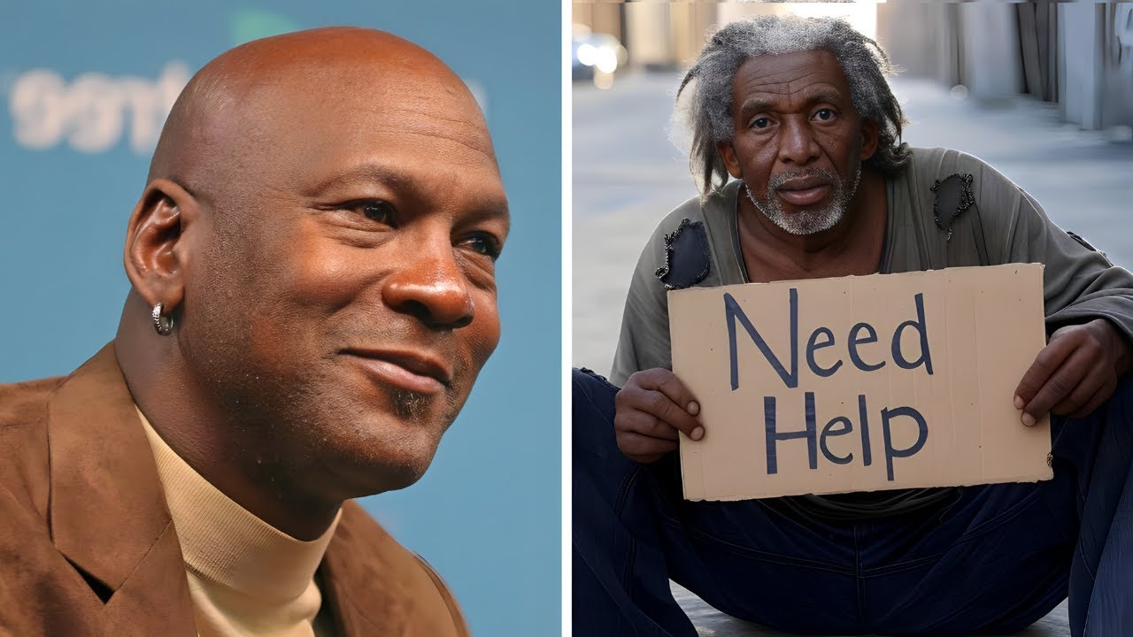 HOMELESS MAN asks Michael Jordan "Can you give me 1$?" Jordan's ...