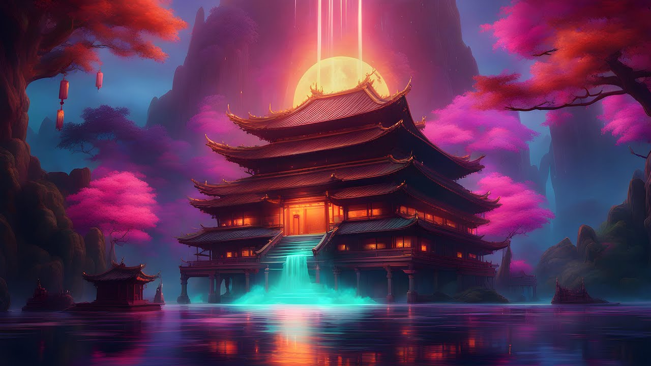 Japanese Moon Temple Ambient | Flute Music & Ambience - YouTube