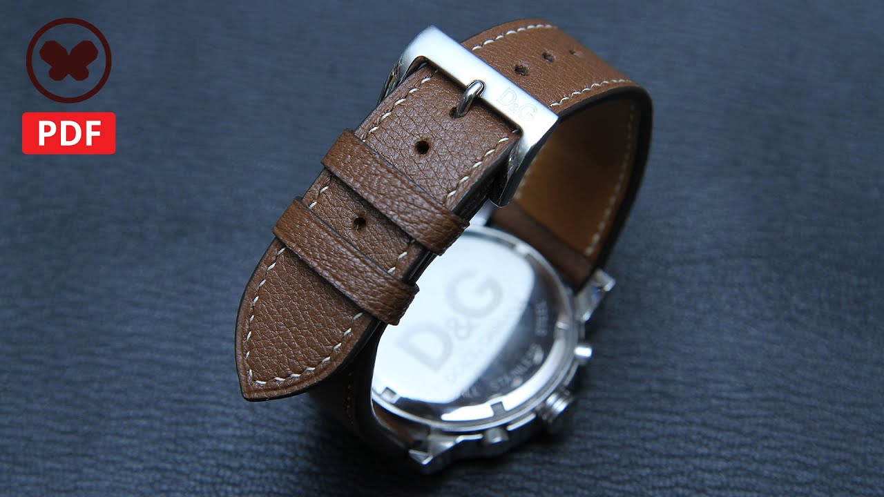 Make leather Watch strap (Free PDF Pattern): 가죽 시계 스트랩 만들기 (DIY / 가죽공예 ...