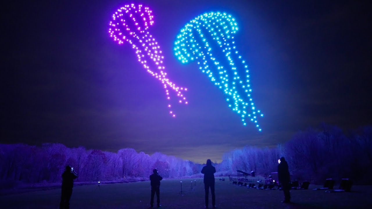 500 Drone Jelly Fish | Firefly Drone Shows - YouTube