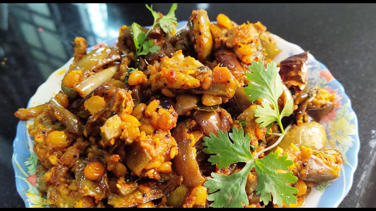 Vankaya Sanaga Pappu Fry in Telugu || Brinjal chana Dal Fry || Vankaya ...