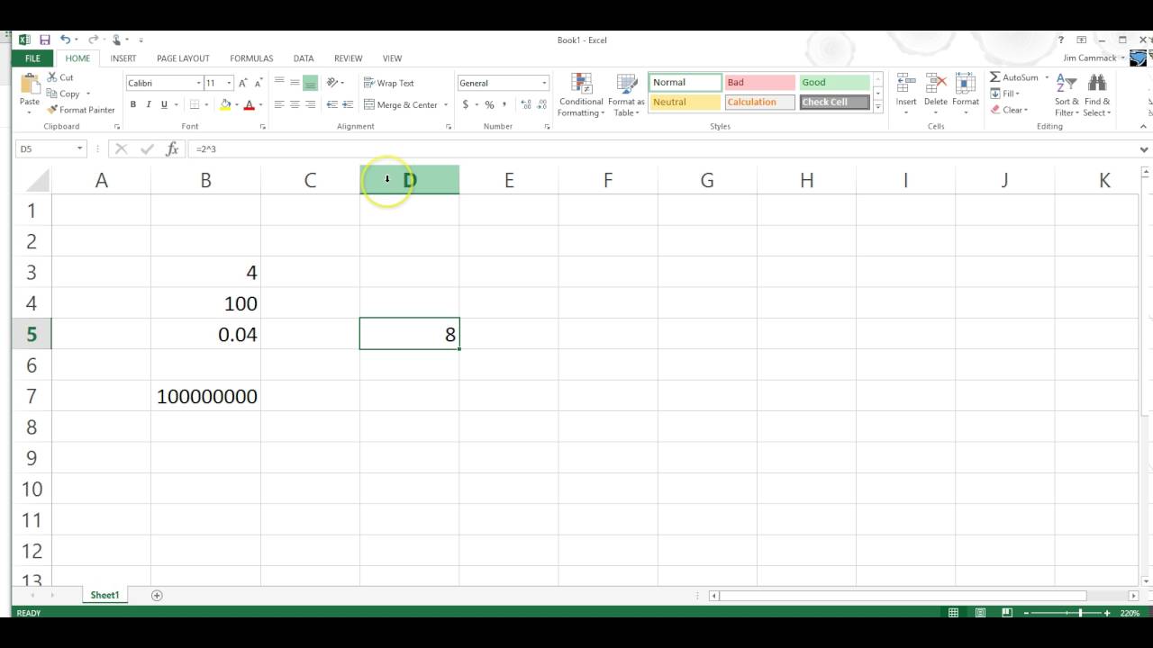 Excel Math Operators And The Order Of Operations - Youtube