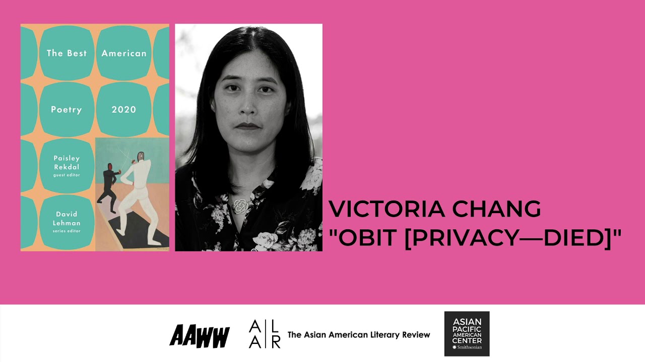 Victoria Chang Reads "Obit [Privacy-Died]" - YouTube