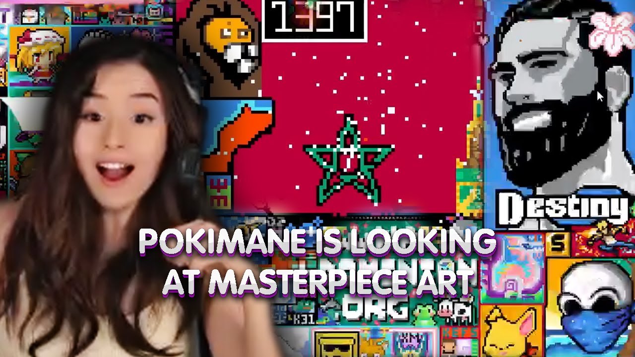 Pokimane is looking at masterpiece art ! Reddit Pixel Battle - YouTube