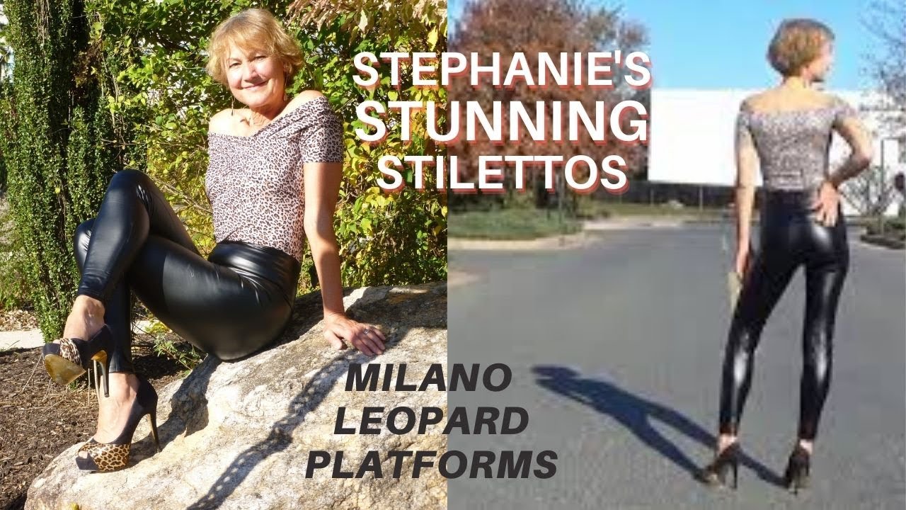Bringing Out My Wildside With These 5 Inch Leopard Stilettos And Sexy Black Leather Leggings