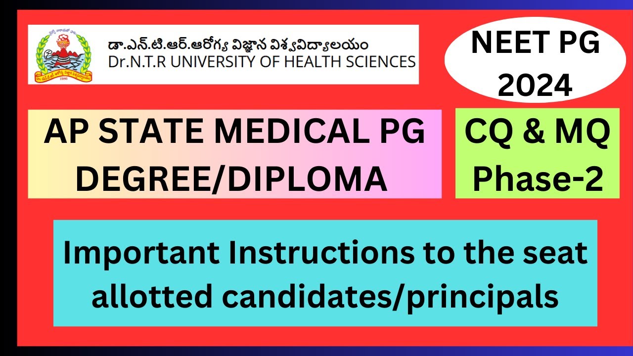 NEET PG 2024 | AP STATE CQ & MQ PHASE-2 MD/MS | Instructions to the ...