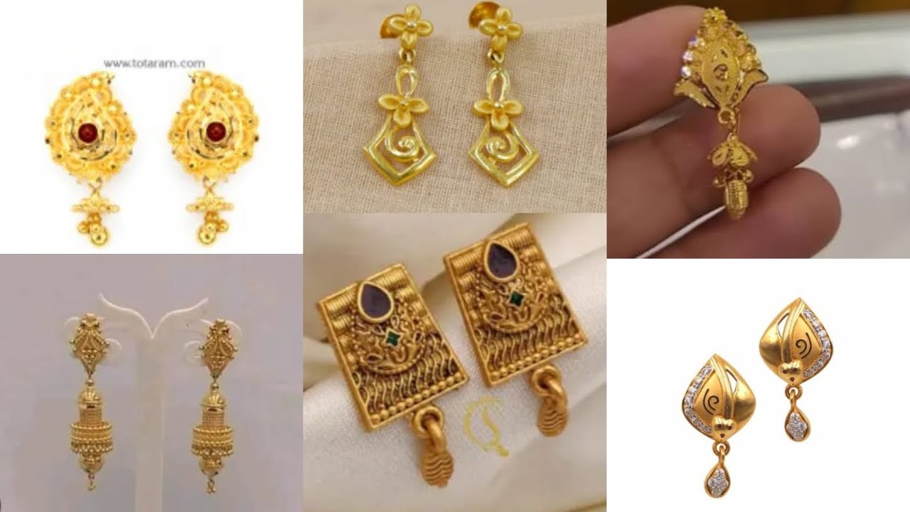 Fancy & Stylish daily use gold earrings collections | gold earrings ...