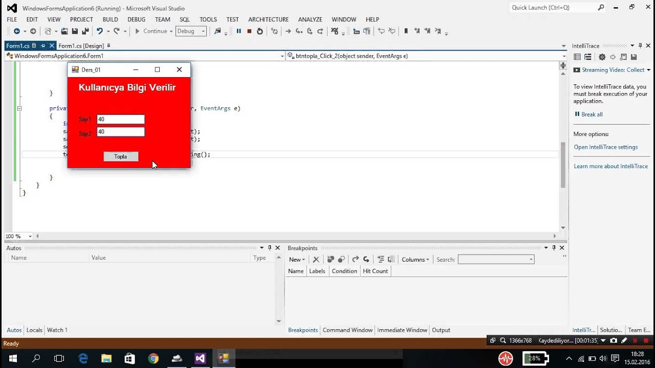 C Windows Forms Application Ders 3 Youtube