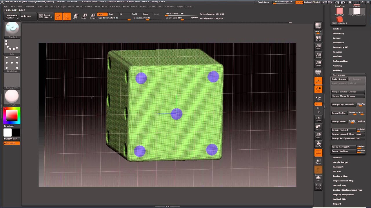 Making Dice with ZBrush Part 2 Using the Master Alpha Pattern made in ...