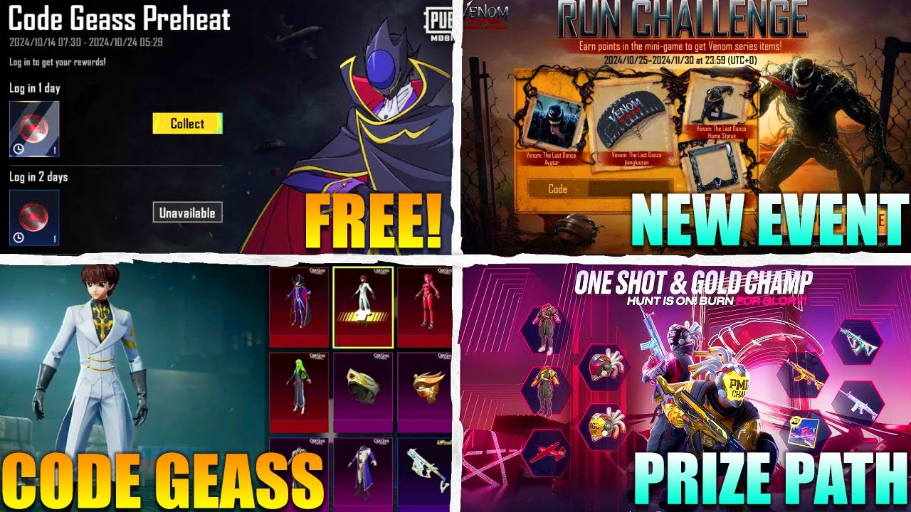 😍PUBGM CODE GEASS EVENT || PMGC PRIZE PATH || NEW VENOM EVENT. - YouTube