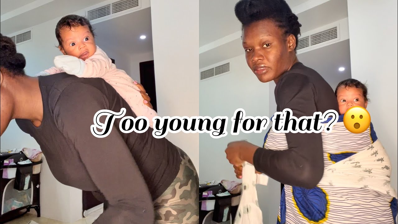 Carrying my one month old baby on my back the African way. - YouTube