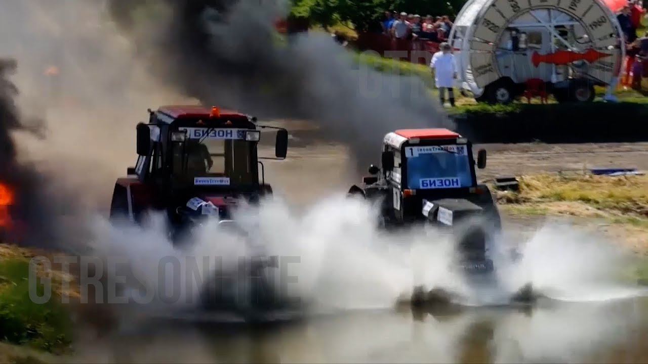 Espectacular carrera de tractores en Rusia - YouTube