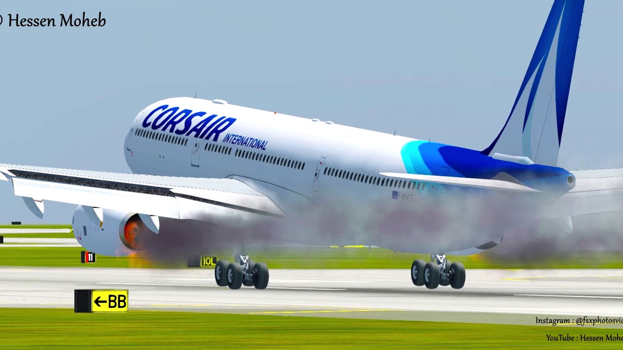 Corsair Airbus A330 Engine Fire Landing At Chicago - YouTube